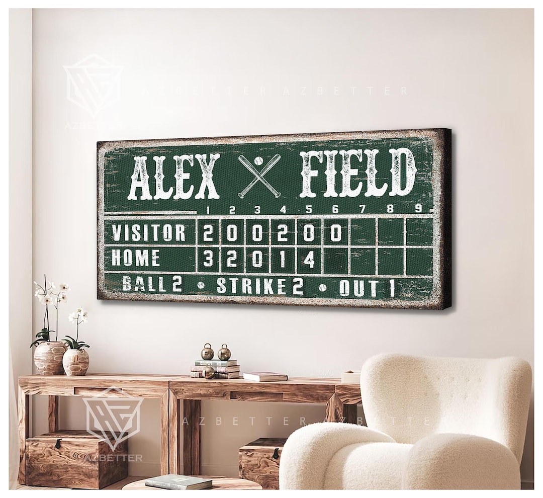 Personalized Baseball Scoreboard Sign – Vintage Game Room Wall Art ...