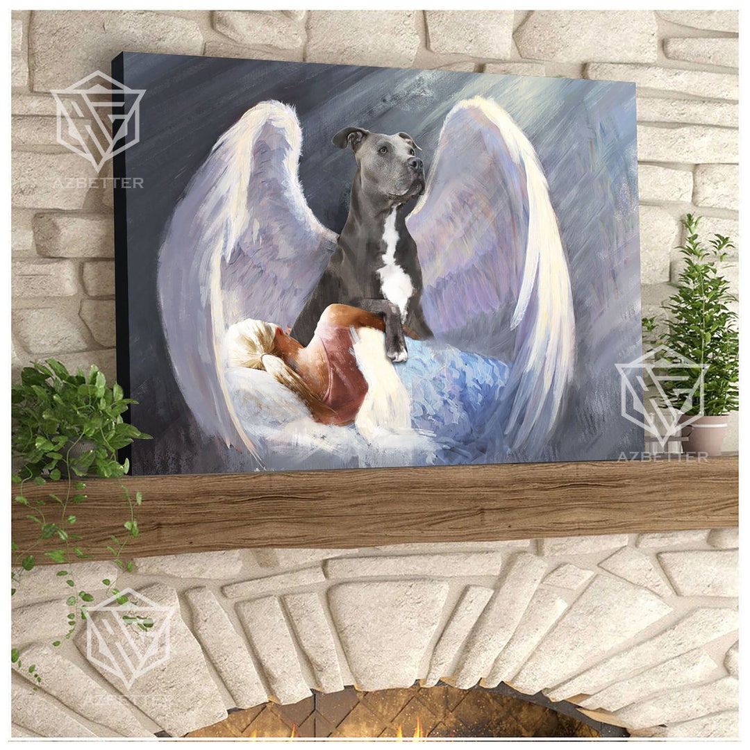 Pitbull Canvas - Slepping Girl I'll Protect You, Beautiful Night ...