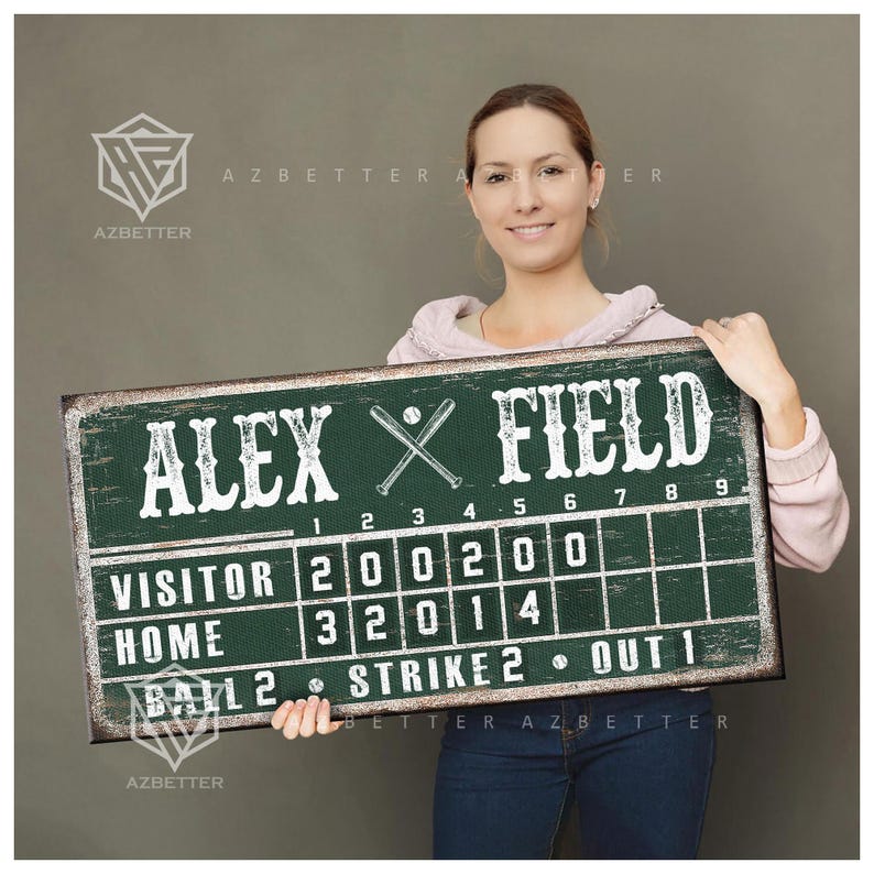 Personalized Baseball Scoreboard Sign – Vintage Game Room Wall Art ...
