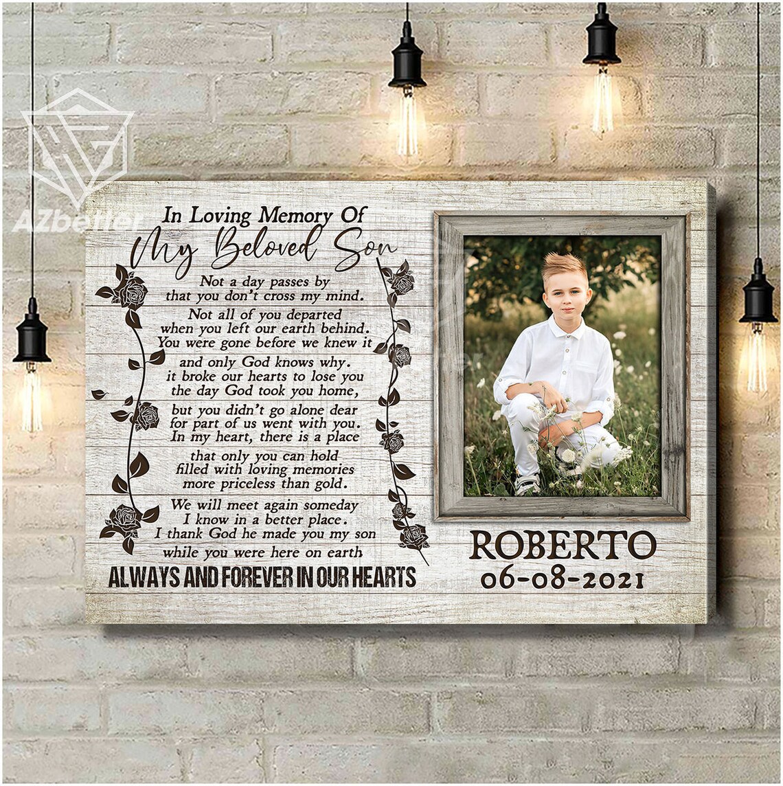 Personalized in Loving Memory of My Beloved Son, Sympathy Son, Rest in ...