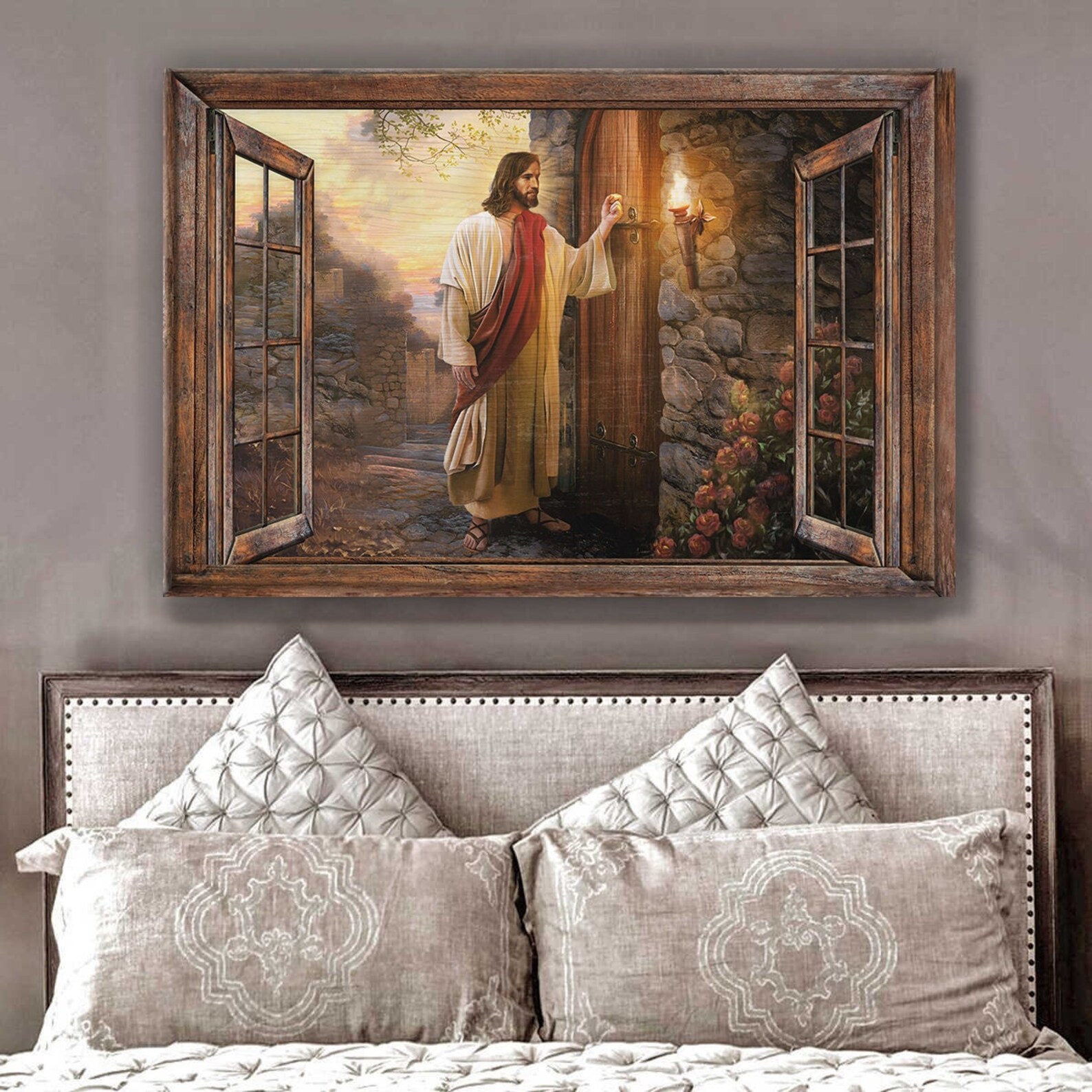 Window Frame Canvas - Jesus Coming Home Painting, God Wall Art ...