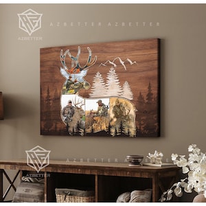 Personalized Deer Hunting Photo Collage Canvas, Custom Hunter’s Gift ...