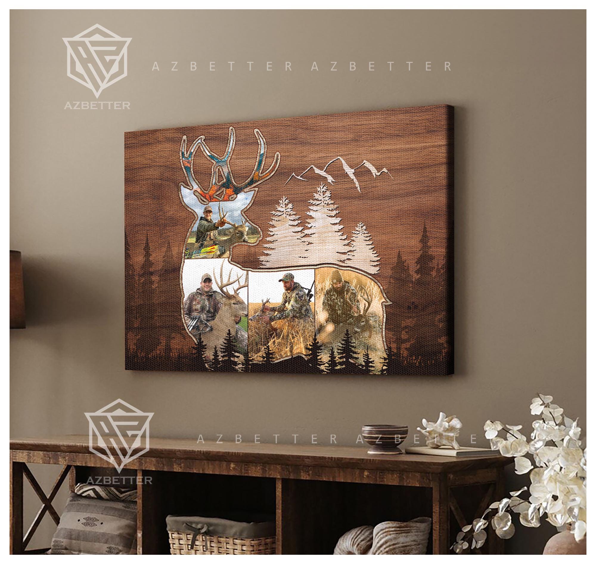 Personalized Deer Hunting Photo Collage Canvas, Custom Hunter’s Gift ...