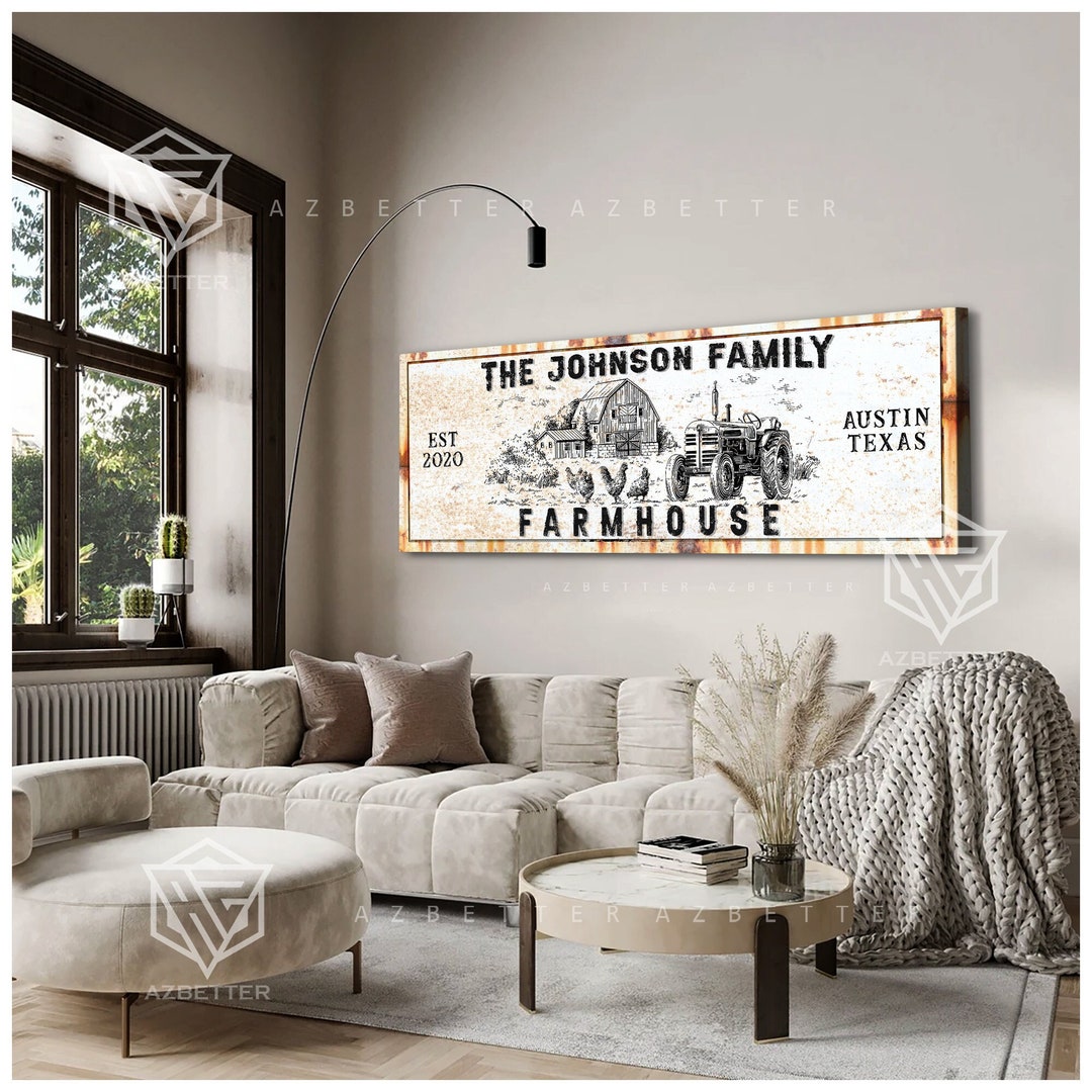 Custom Modern Farmhouse Family Sign Country Home Decor Wall Art ...