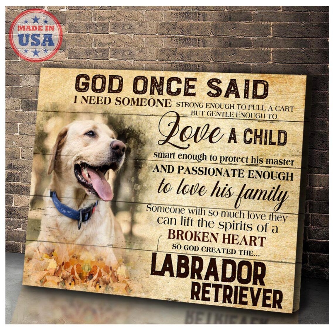 Labrador Retriever Wall Art God Created the Labrador, Dog Home Wall ...
