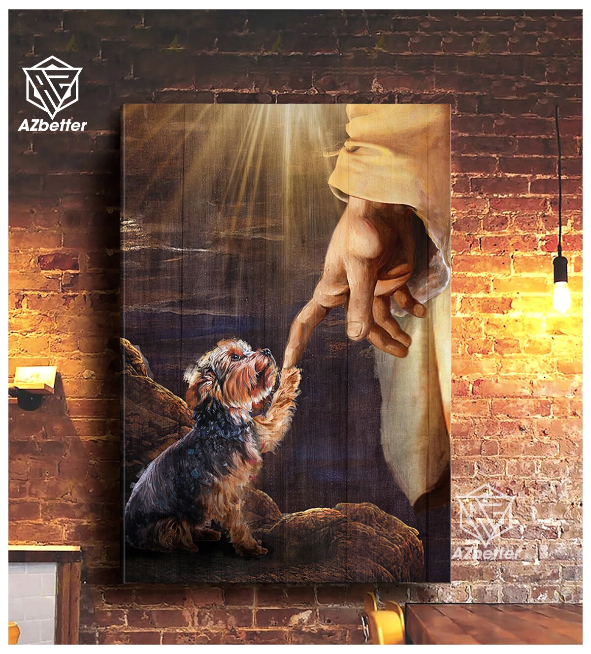 Yorkshire Terrier Take the Hand of God Canvas Prints, Dog Lover Gift ...