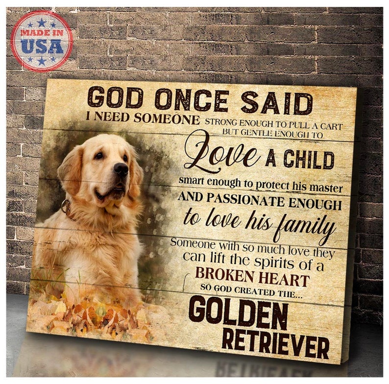 Golden Retriever Wall Art God Created Golden , Dog Home Wall Decor ...