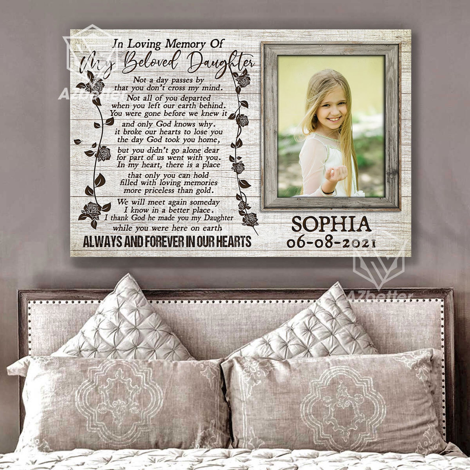 In Loving Memory of My Beloved Daughter Canvas, Sympathy Daughter, Rest ...