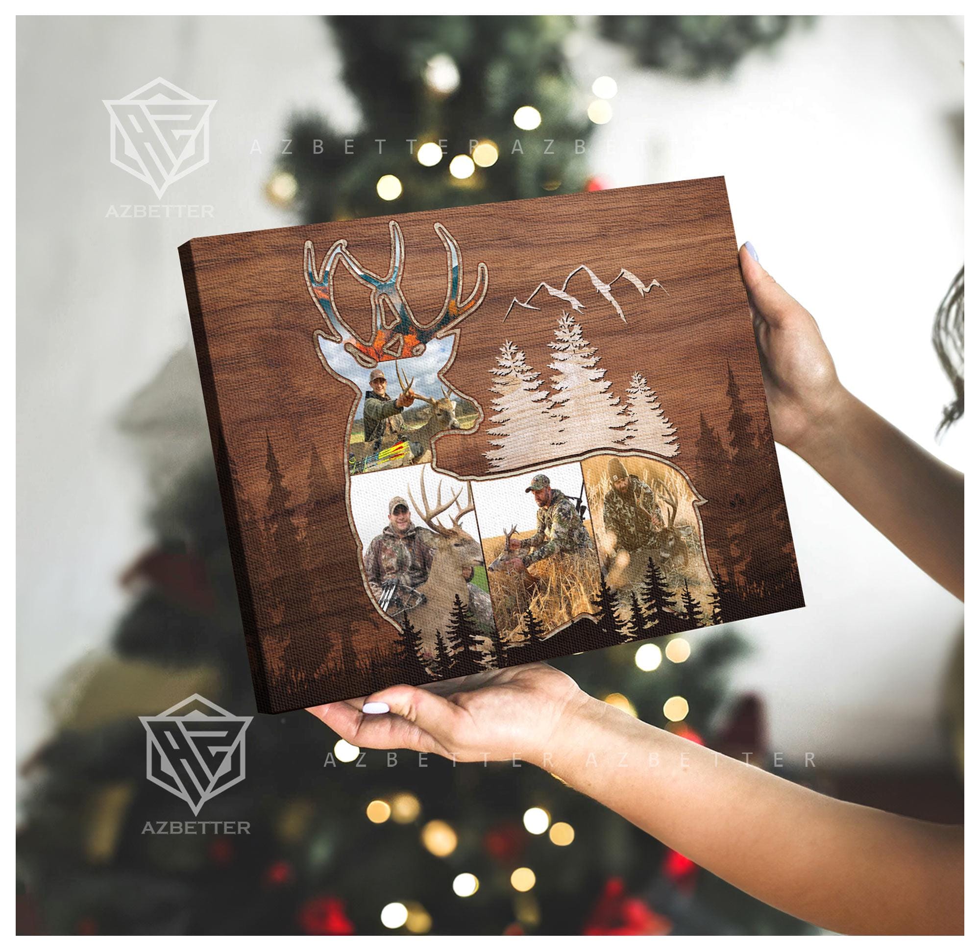 Personalized Deer Hunting Photo Collage Canvas, Custom Hunter’s Gift ...
