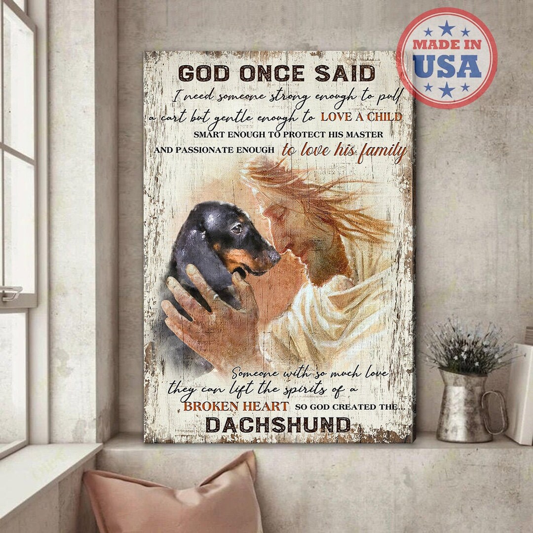 God With Dachshund Canvas, Dachshund Dog Lovers Gift Canvas, Christian ...