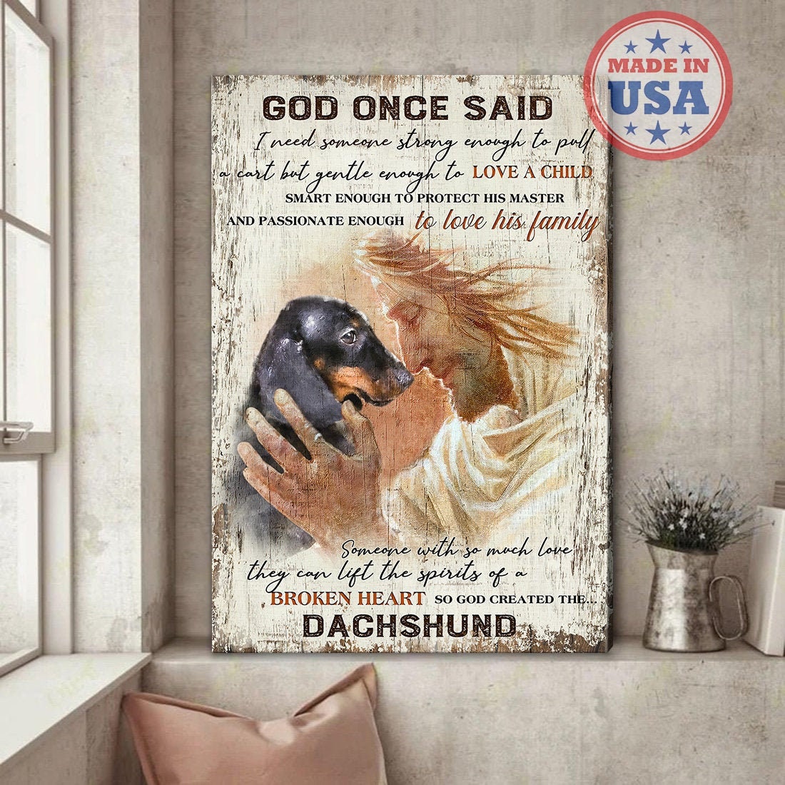 God With Dachshund Canvas Dachshund Dog Lovers Gift Canvas - Etsy