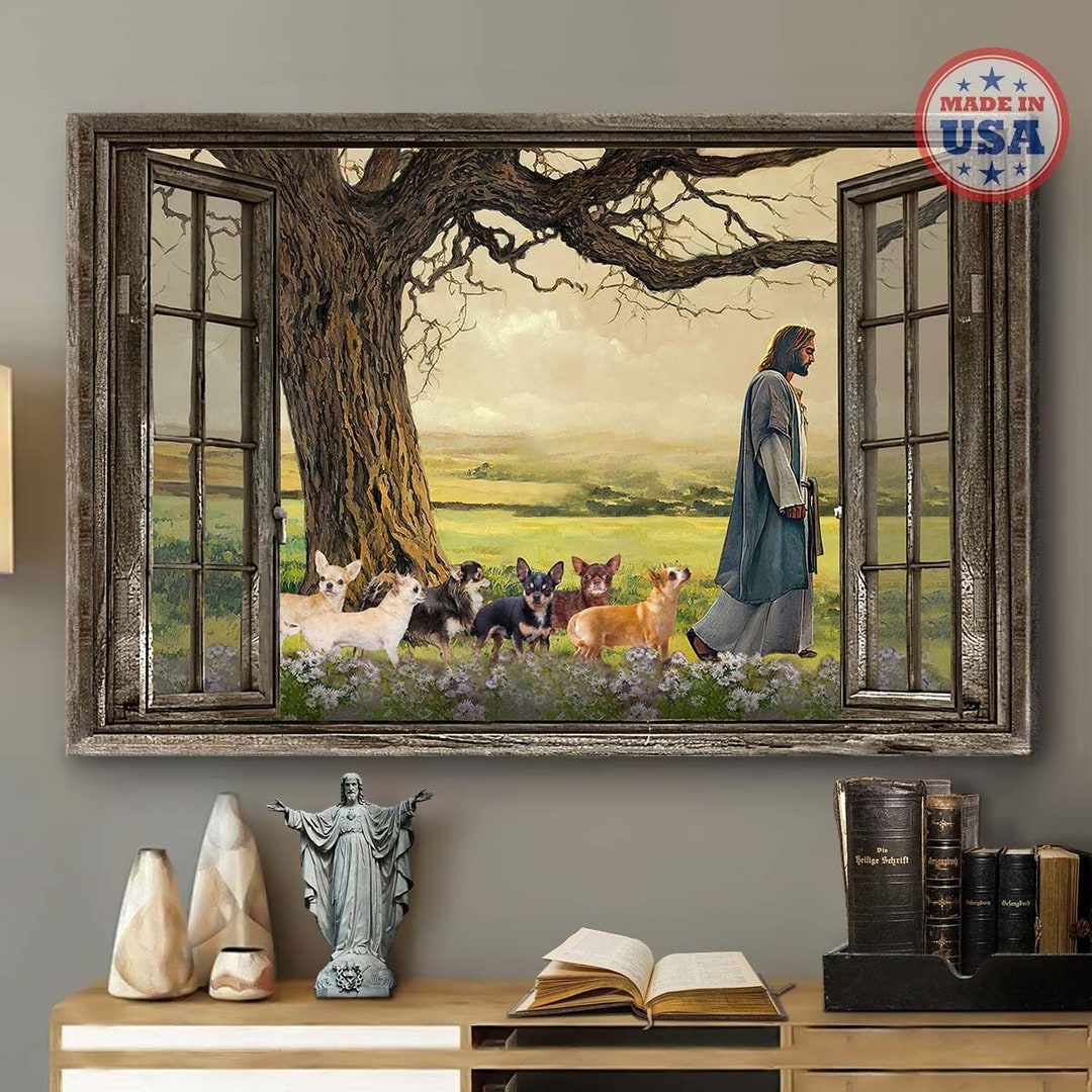 God With Chihuahua Canvas, Chihuahua Dog Lovers Gift Canvas, Christian ...