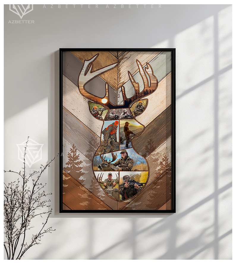 Personalized Deer Hunting Photo Collage Canvas, Custom Hunters Gift ...