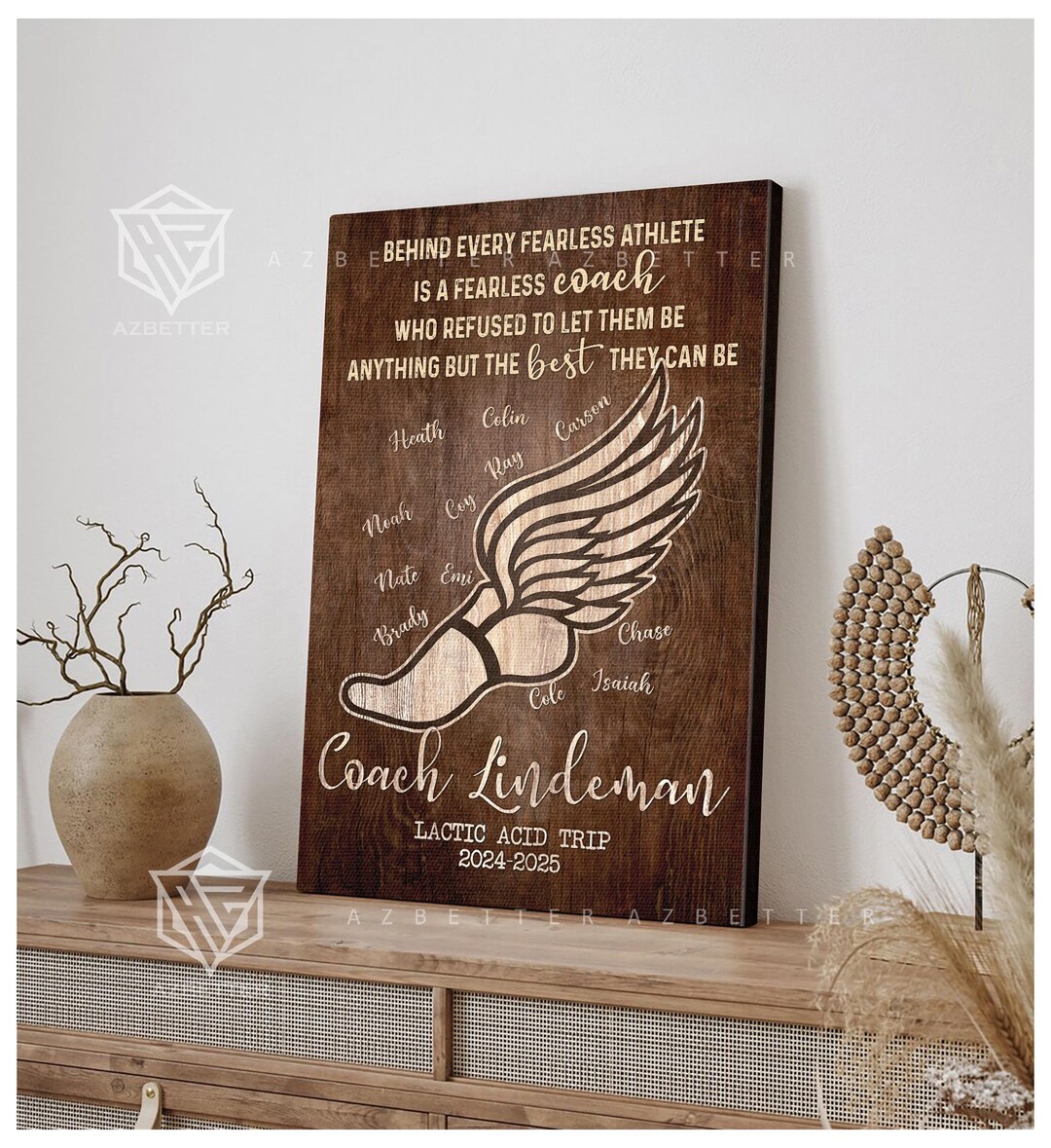 Custom Running Coach Gift Personalized Athlete Names Print, Cross ...