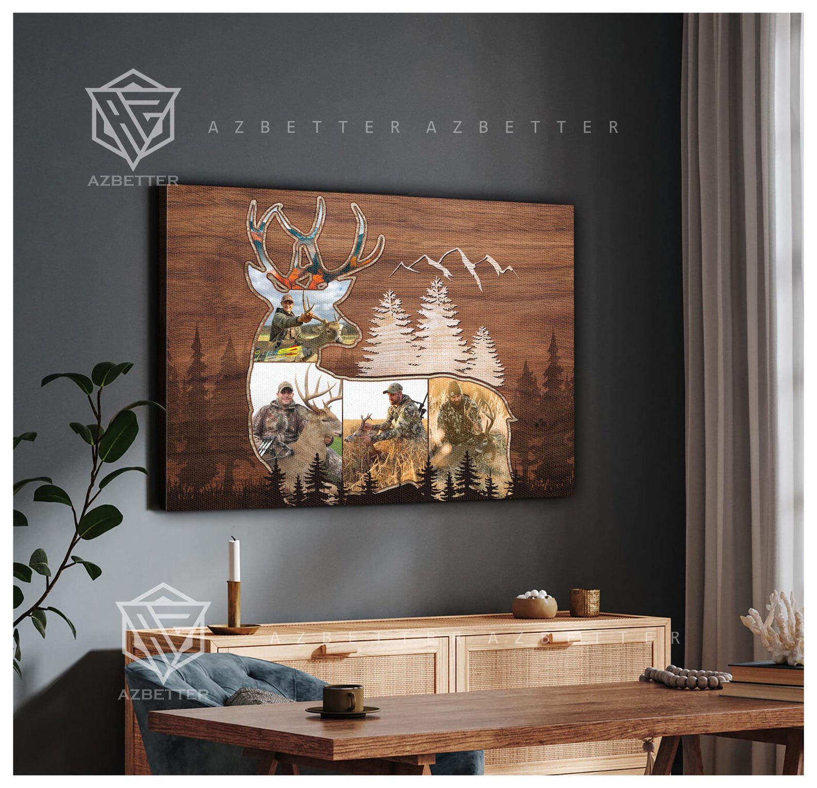Personalized Deer Hunting Photo Collage Canvas, Custom Hunter’s Gift ...