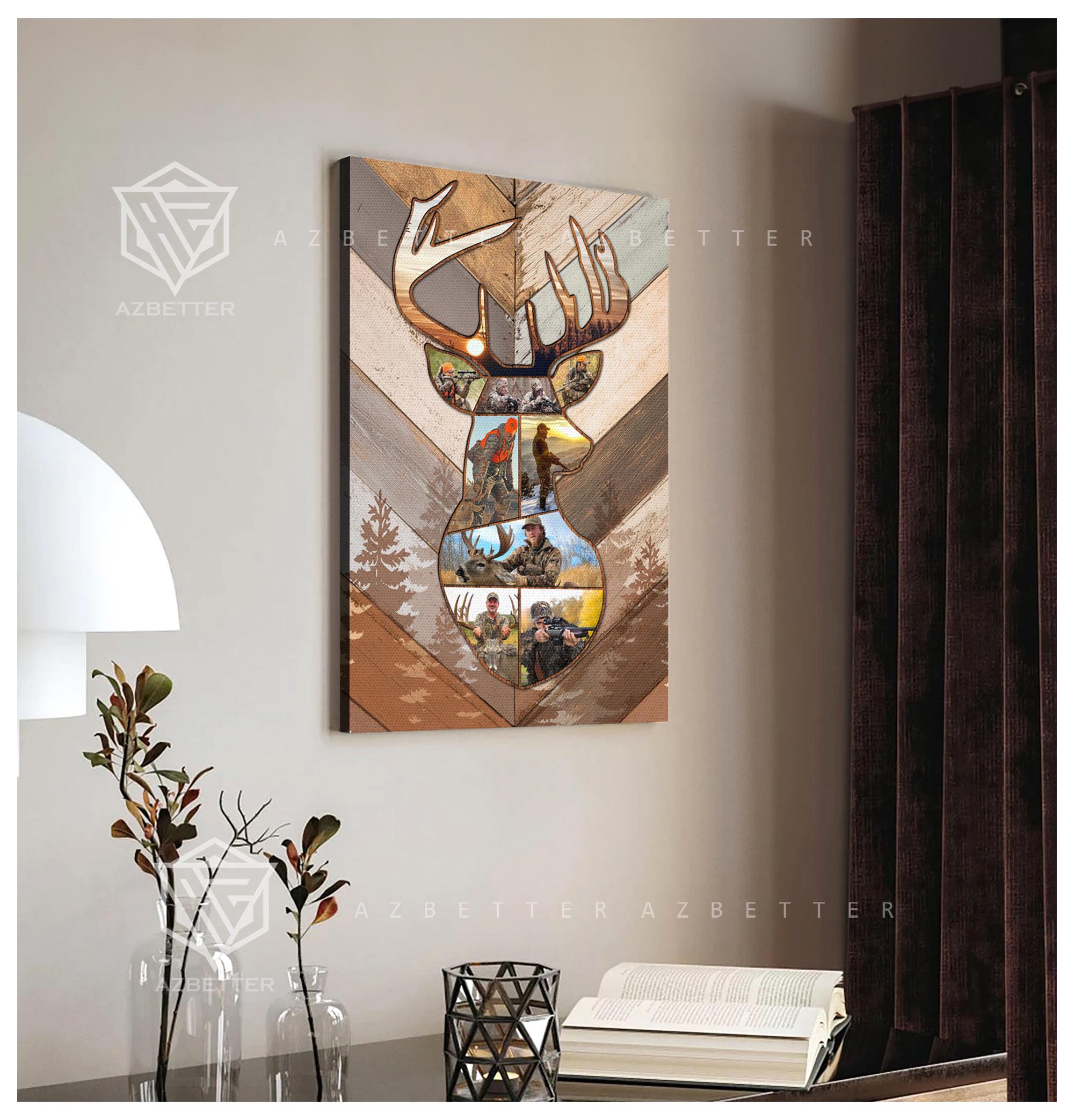 Personalized Deer Hunting Photo Collage Canvas, Custom Hunters Gift ...
