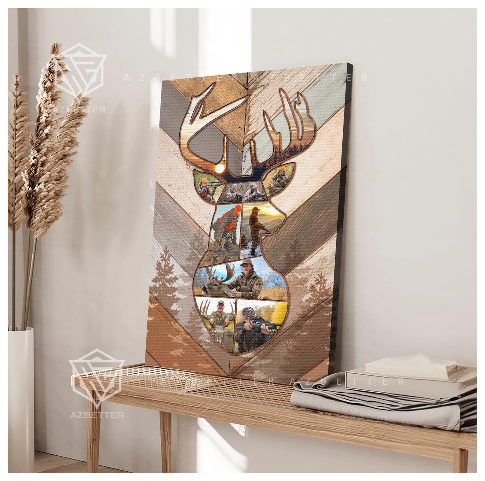 Personalized Deer Hunting Photo Collage Canvas, Custom Hunters Gift ...