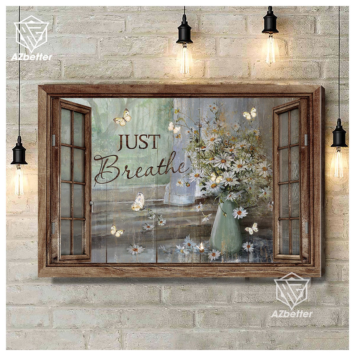 Butterfly Just Breathe Canvas Prints Vintage Daisy Window - Etsy