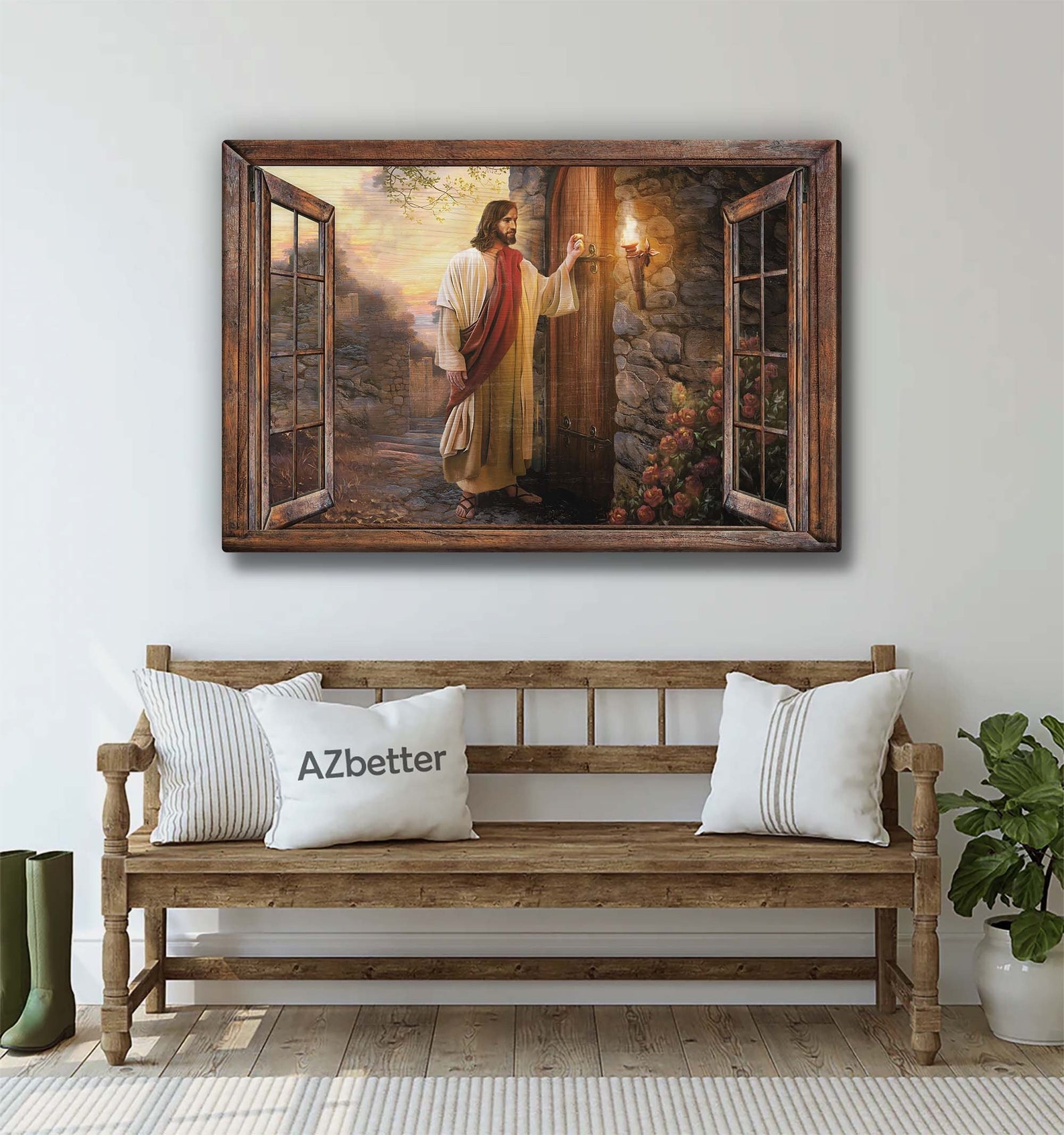 Window Frame Canvas - Jesus Coming Home Painting, God Wall Art ...