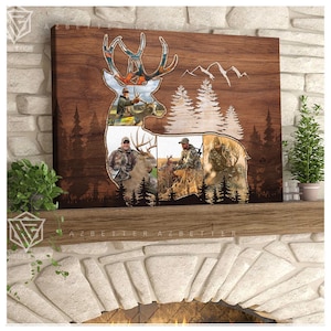 Personalized Deer Hunting Photo Collage Canvas, Custom Hunter’s Gift ...