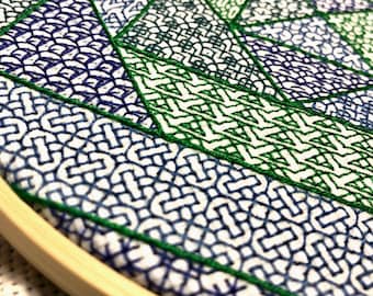 Log Cabin Blackwork Sampler Pattern | Etsy