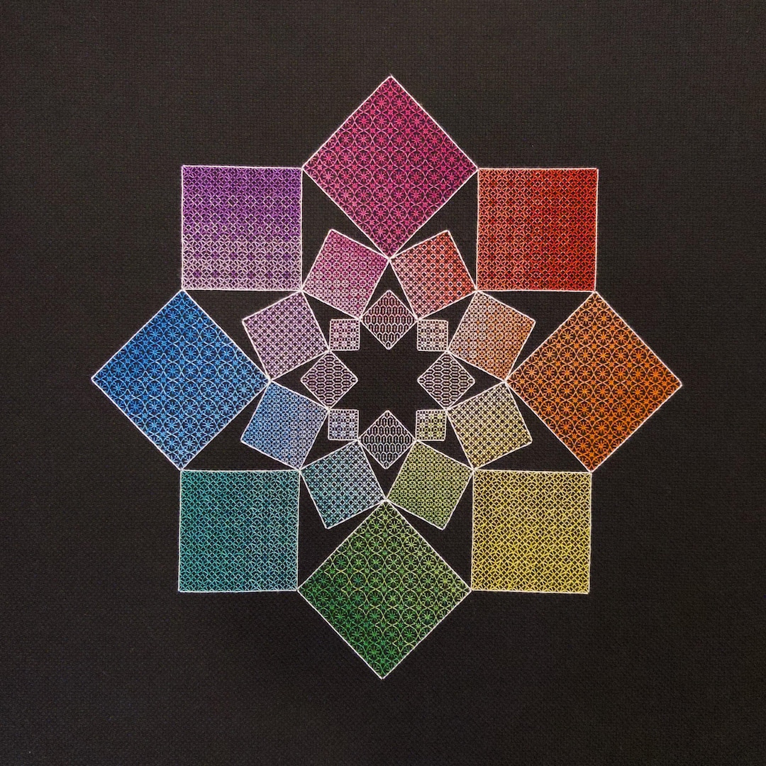 Square Wheel Blackwork Sampler Pattern - Etsy