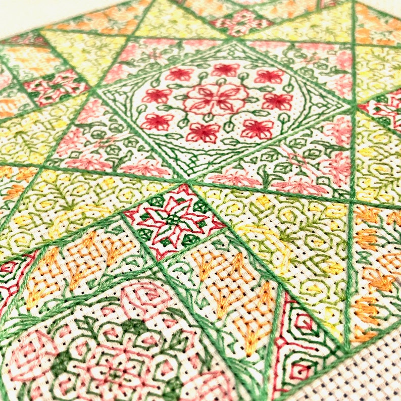 Spring Garden Blackwork Sampler Pattern - Etsy