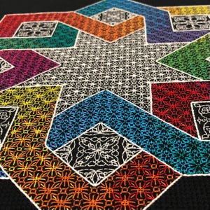 Rainbow Ribbons Blackwork Pattern - Etsy