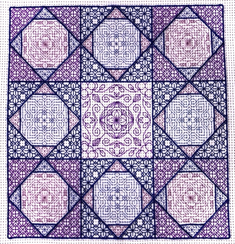 Lavender's Blue Blackwork Sampler Pattern - Etsy