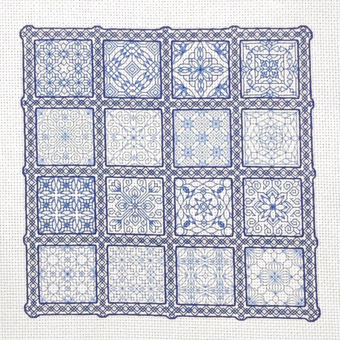 Sixteen-block Blues Blackwork Sampler Pattern - Etsy