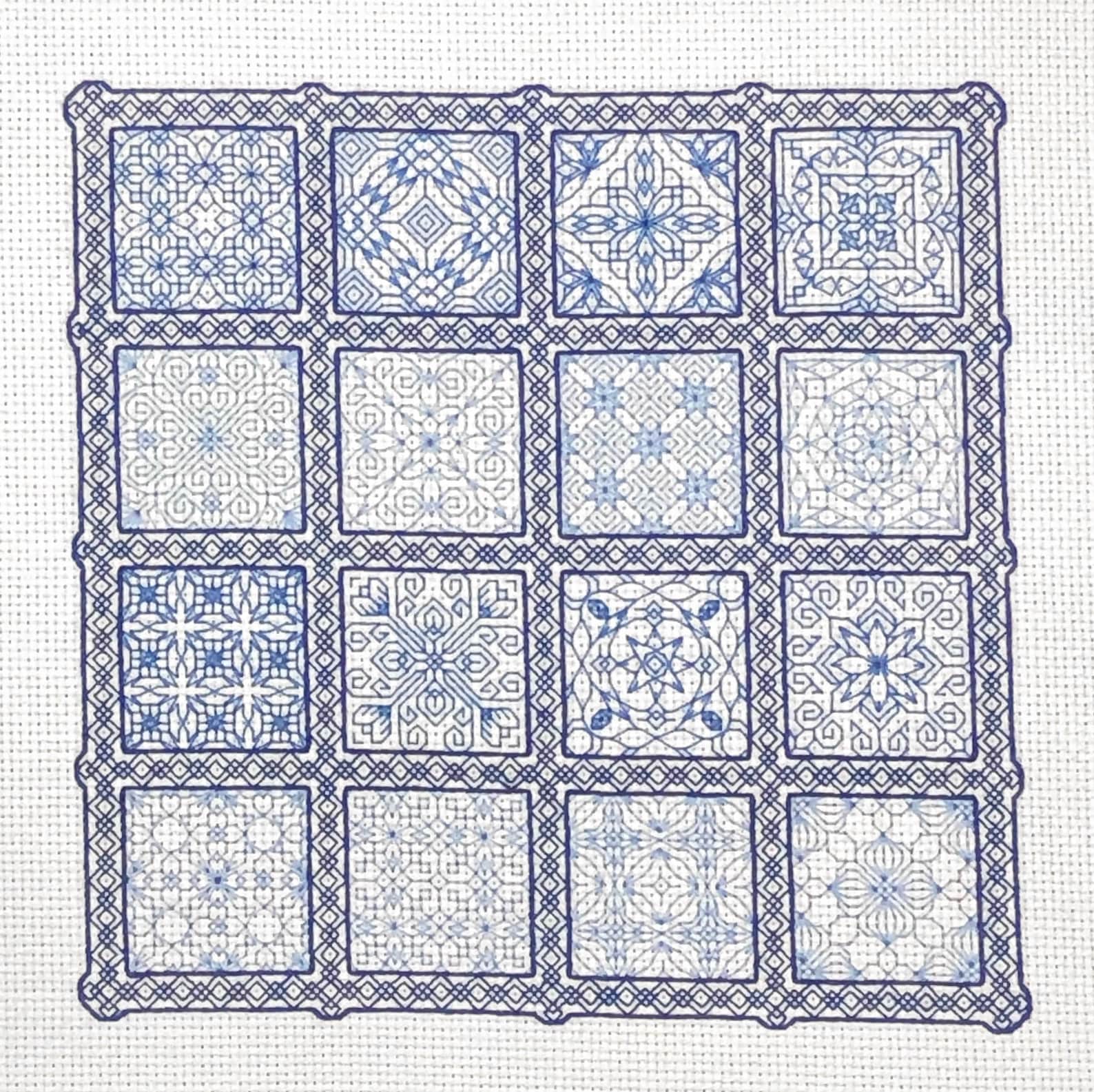 Sixteen-block Blues Blackwork Sampler Pattern - Etsy