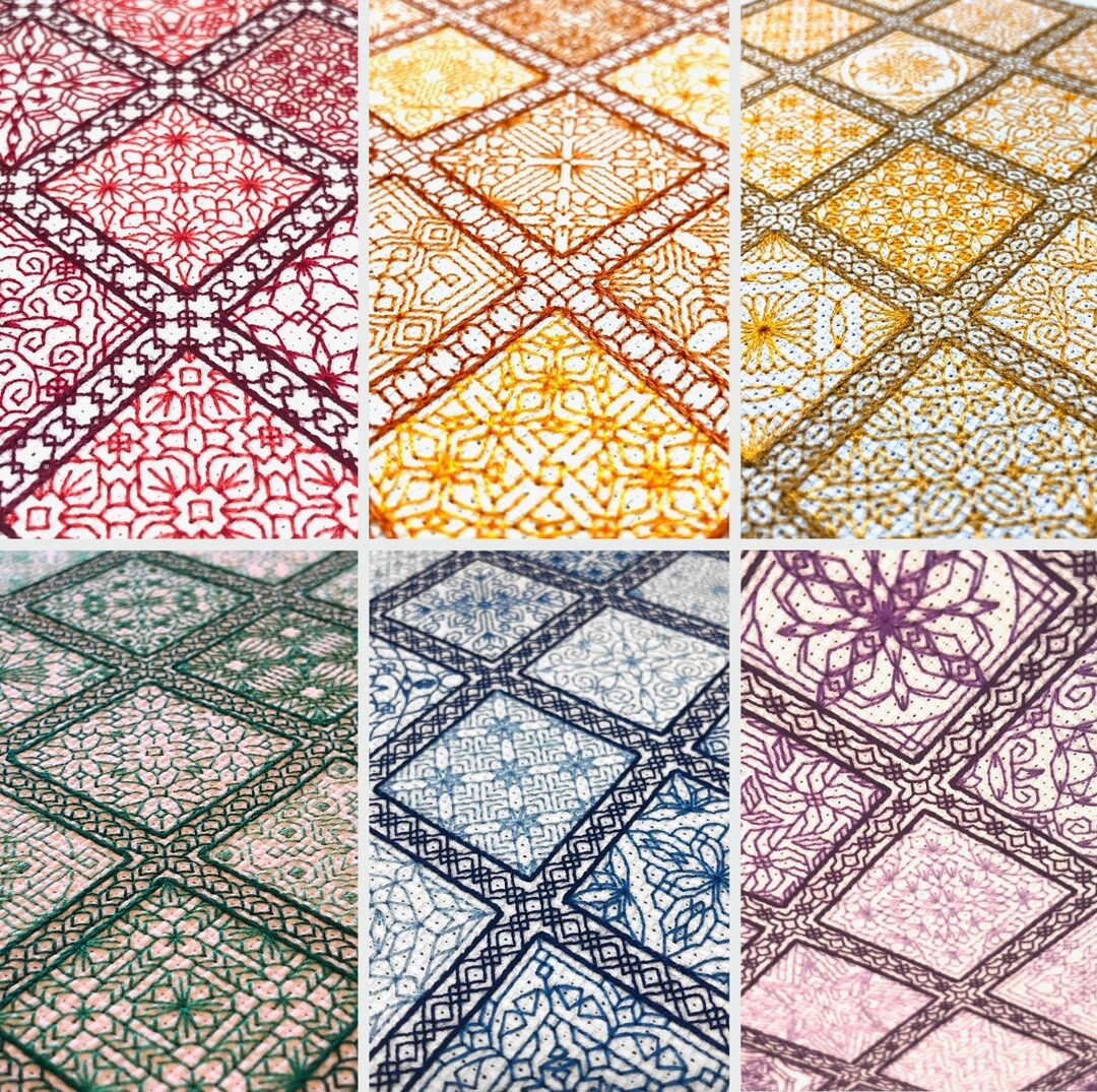 Rainbow Blackwork Sampler Pattern Set - Etsy