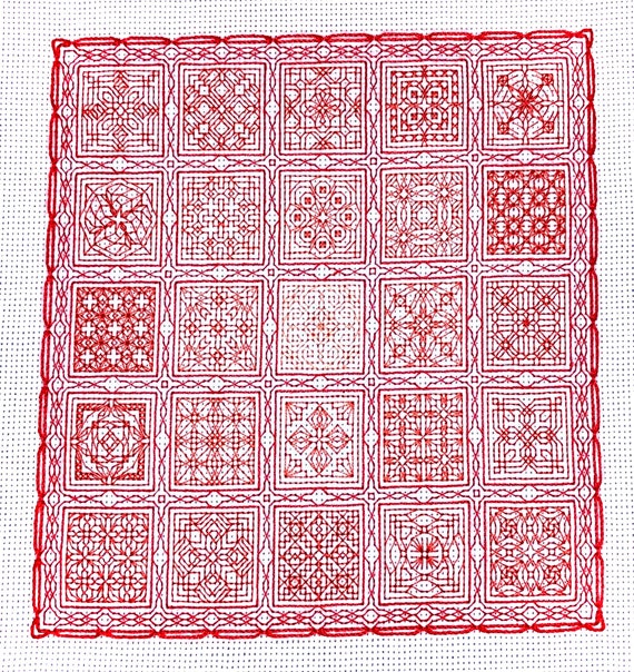 Patterns Five-By-Five Blackwork Sampler Pattern Kits & How To Sewing ...