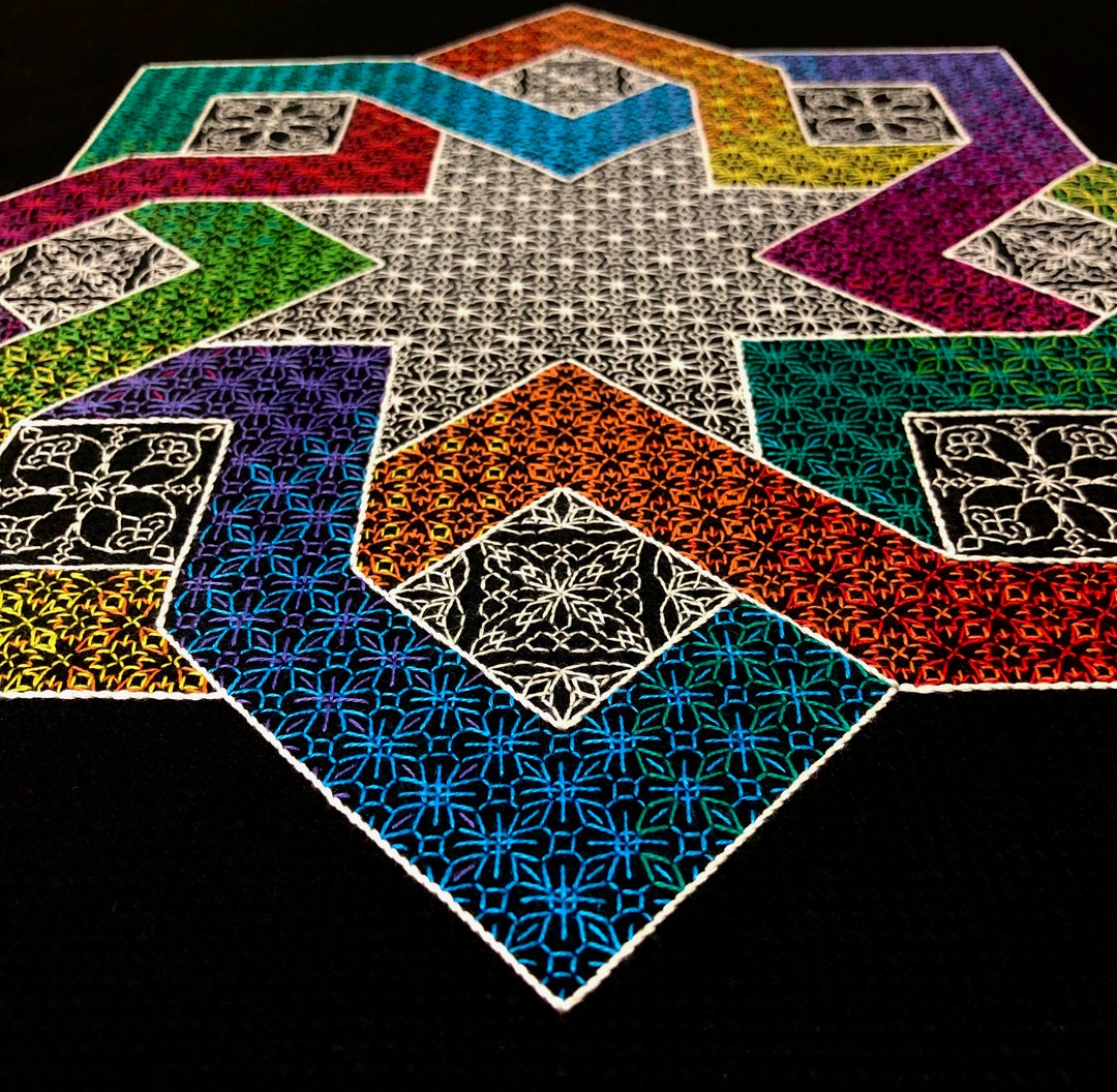 Rainbow Ribbons Blackwork Pattern - Etsy