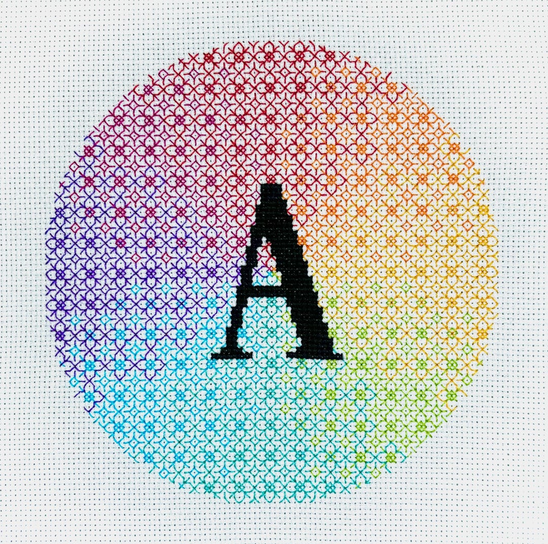 Blackwork Rainbow Letter A Pattern - Etsy