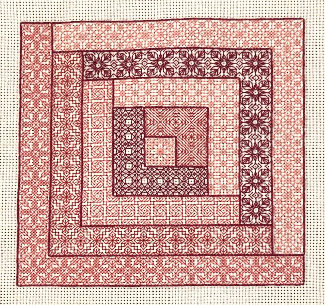 Log Cabin Blackwork Sampler Pattern - Etsy UK