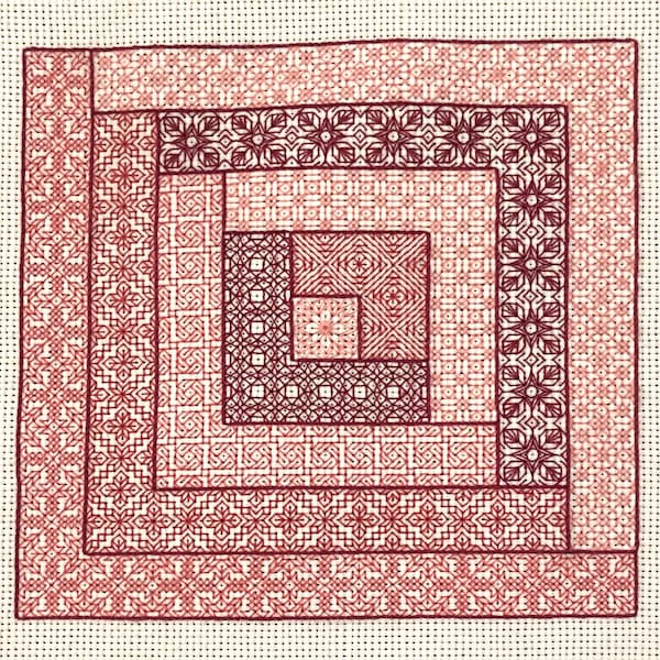Log Cabin Cross Stitch Sampler Pattern - Etsy