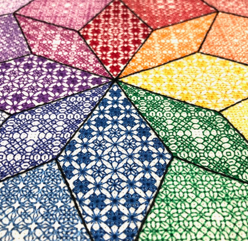 Blackwork Colour Wheel Pattern - Etsy