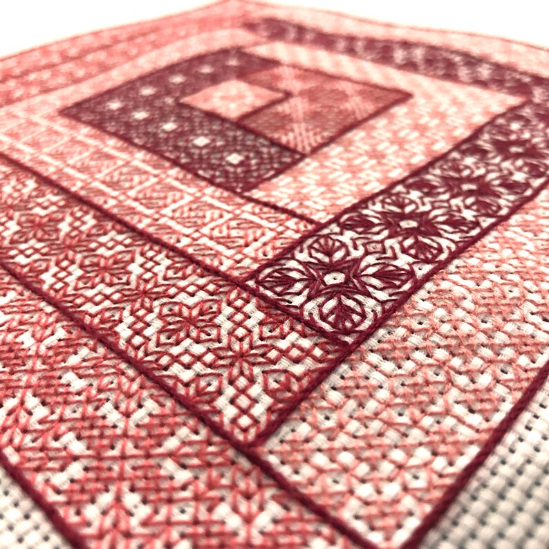 Log Cabin Blackwork Sampler Pattern - Etsy UK