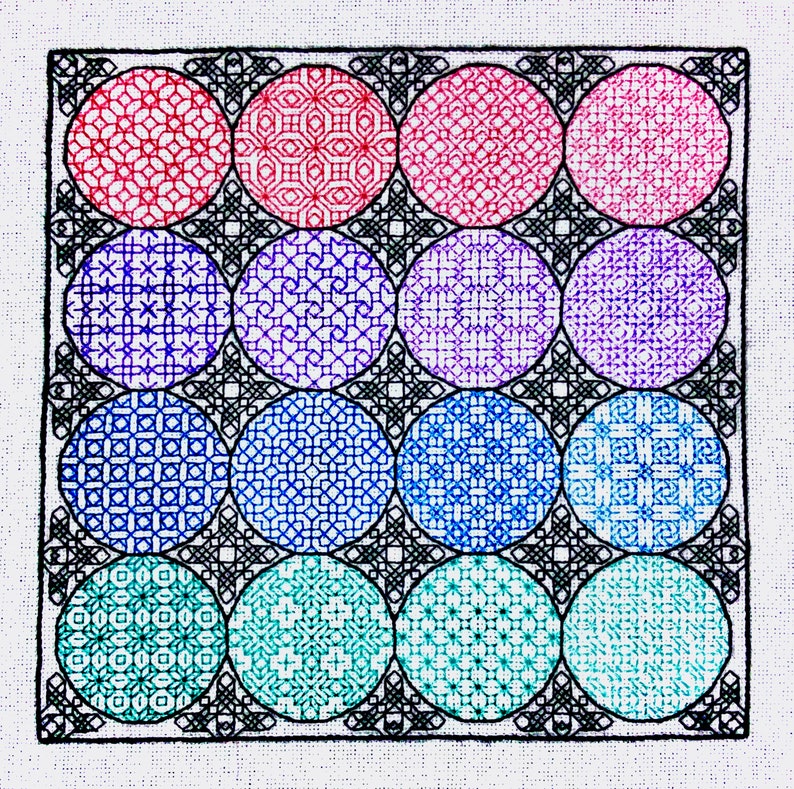 Circles Blackwork Sampler Pattern - Etsy