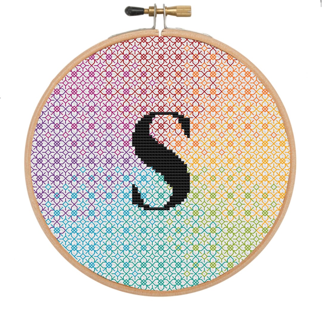 Blackwork Rainbow Letter S Pattern - Etsy