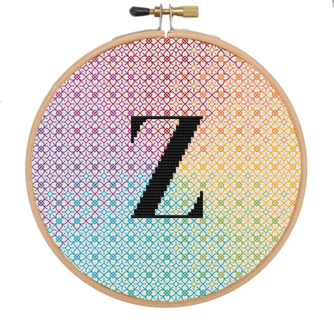 Blackwork Rainbow Letter Z Pattern - Etsy