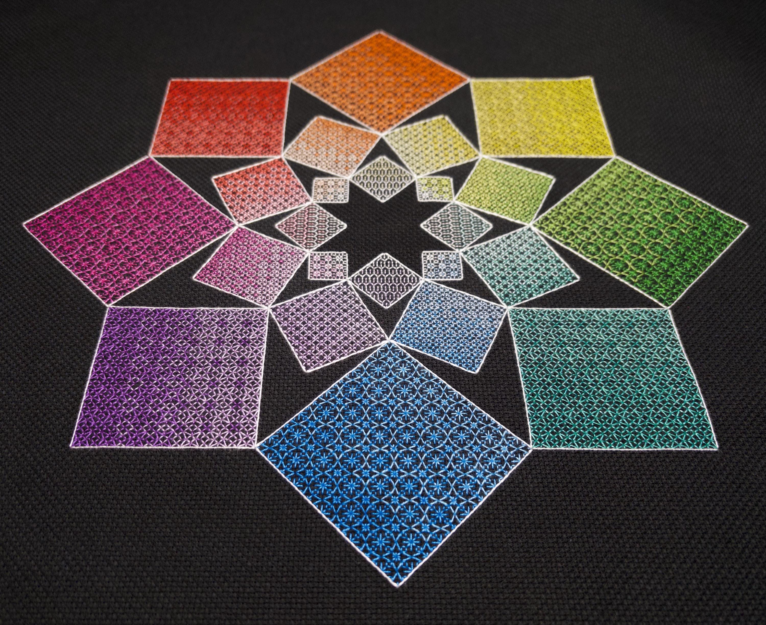 Square Wheel Blackwork Sampler Pattern - Etsy