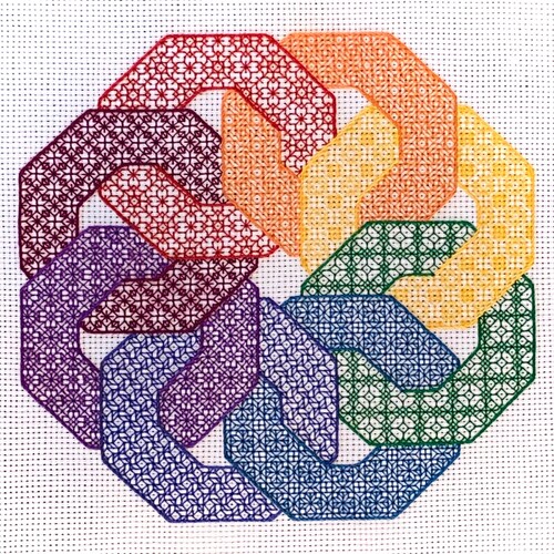 Geometric Rainbow Blackwork Sampler Cross Stitch Pattern - Etsy