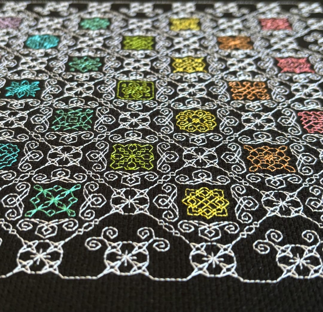 Pastel Motifs Blackwork Sampler Pattern - Etsy