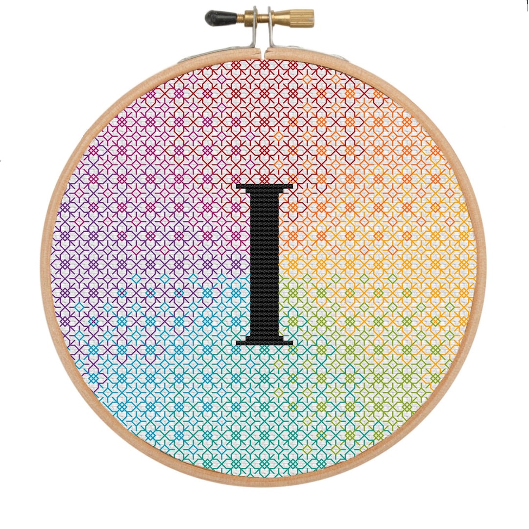 Blackwork Rainbow Letter I Pattern - Etsy
