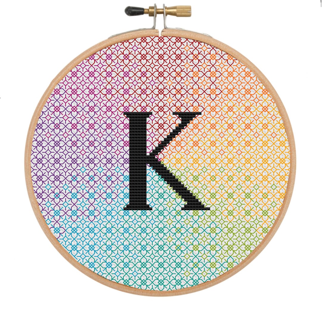 Blackwork Rainbow Letter K Pattern - Etsy