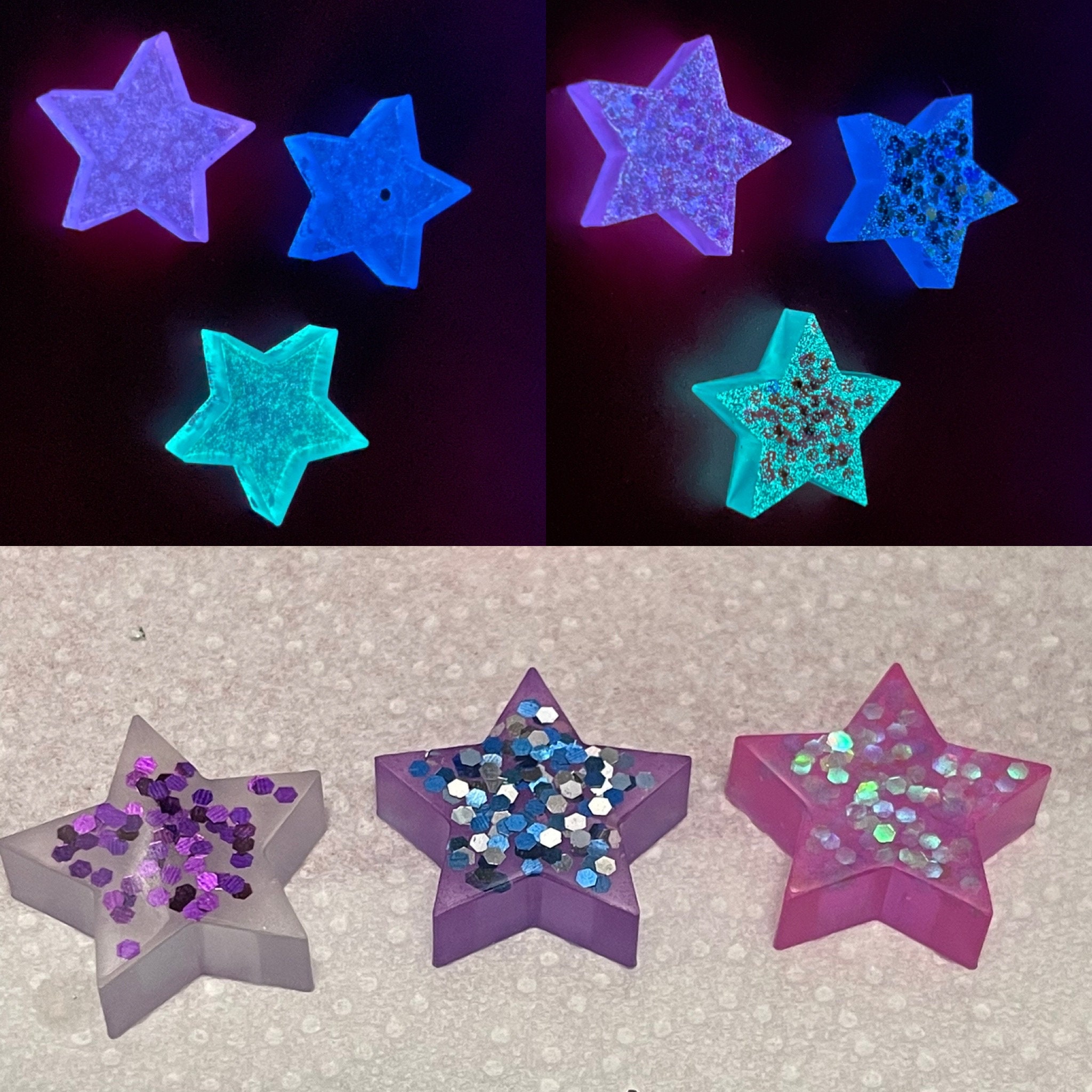 Glow in the Dark Glitter Star Resin Key Chain - Etsy