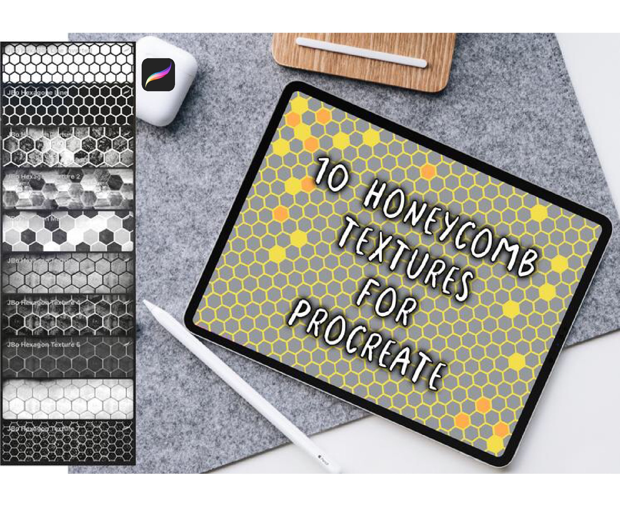 10 Honeycomb Hexagon Tiles Seamless Procreate Brushes - Etsy