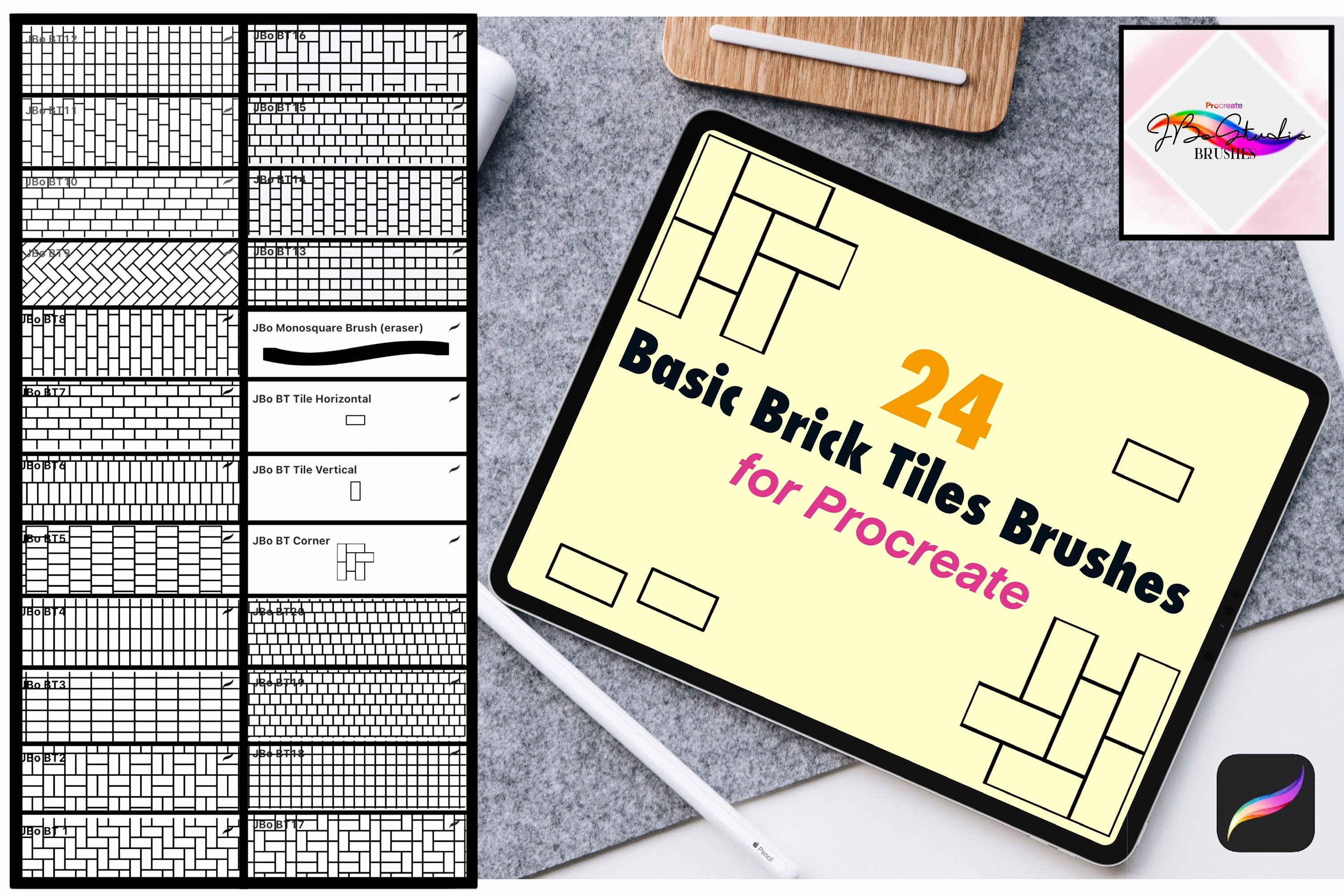 24 Procreate Basic Brick Tiles Brushes - Etsy